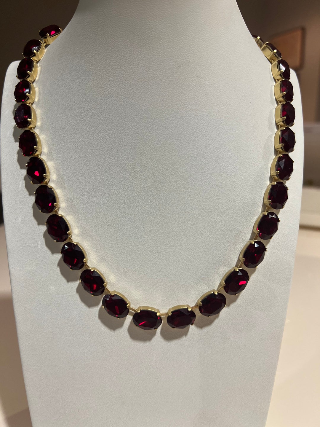 Swarovski Crystal Anna Wintour Tennis Necklace in Siam Which is a Deep ...