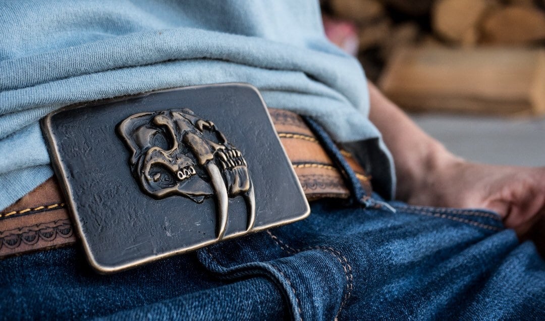 Sabertooth Skull Bronze Belt Buckle | Etsy