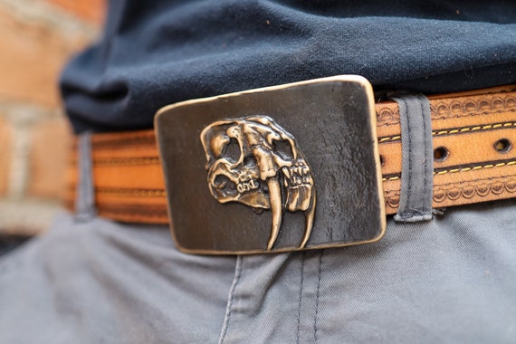 Sabertooth Skull Bronze Belt Buckle | Etsy
