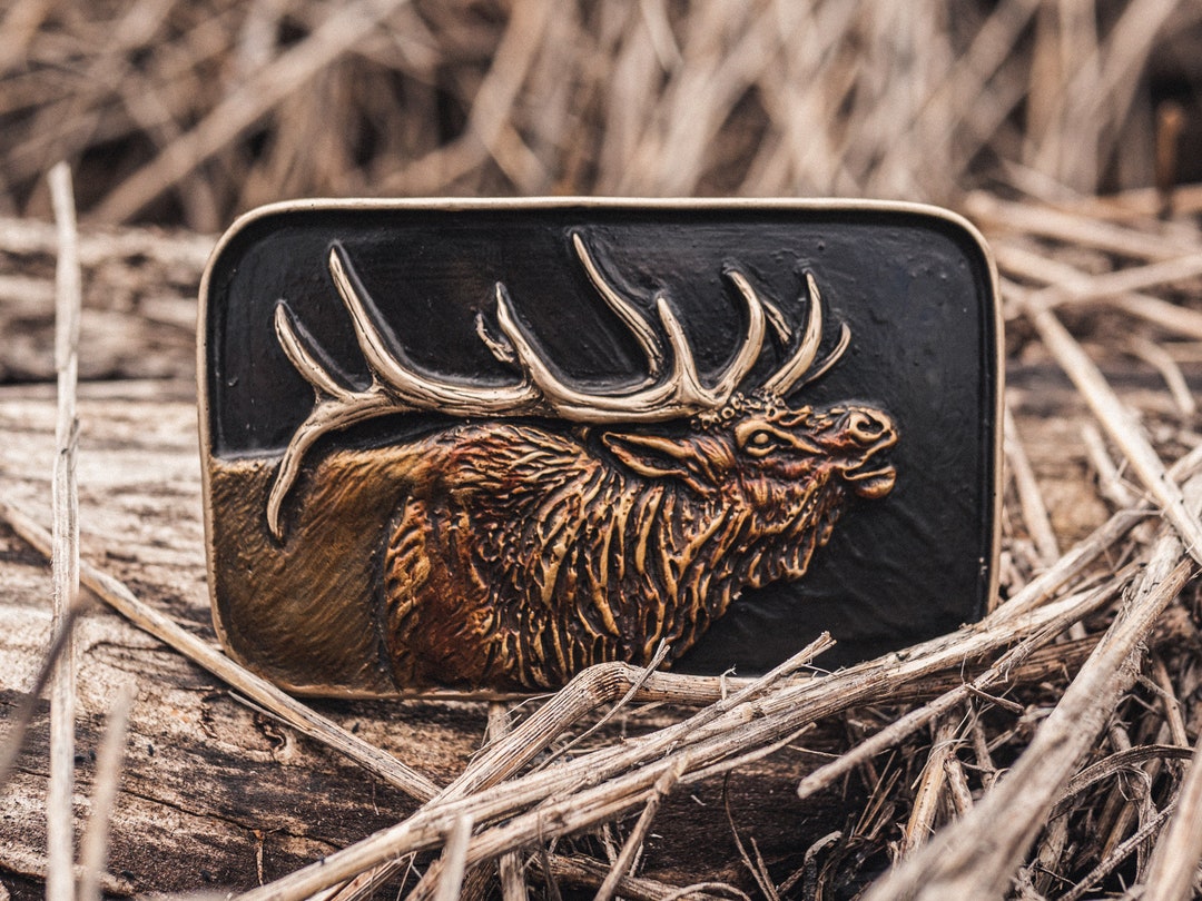 Bull Elk Bust-bronze Belt Buckle - Etsy