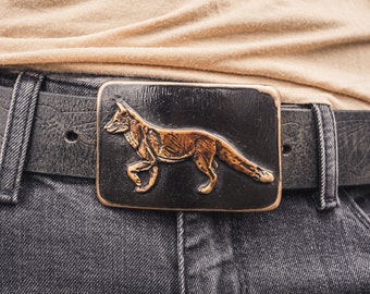 Silver Fox Belt Buckle 3D Animal Design Western Style Silver Portrait ...