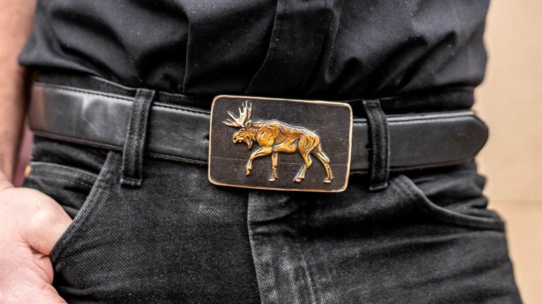 Moose Tracks - Bronze Belt Buckle - Etsy
