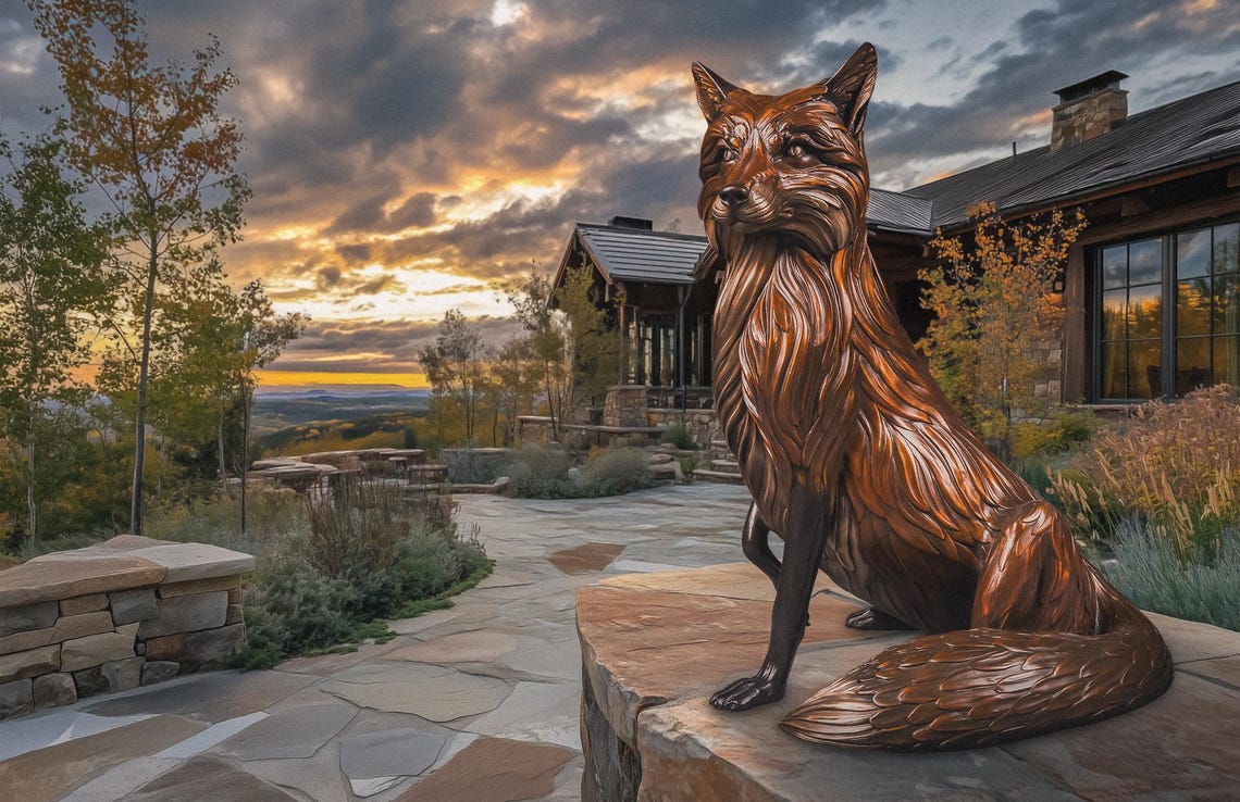 Red Fox-bronze Sculpture - Etsy