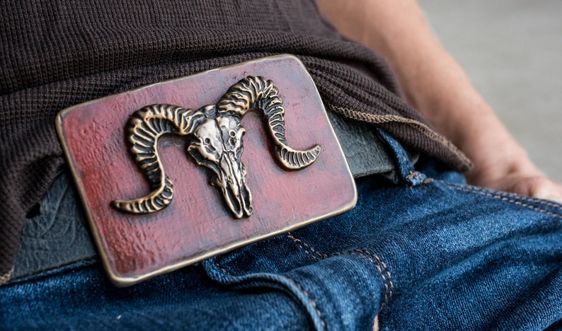 Ram Skull Bronze Belt Buckle | Etsy