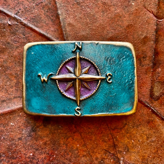 Classic Compass Bronze Belt Buckle - Etsy