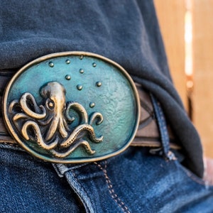 Octopus Bronze Belt Buckle - Etsy