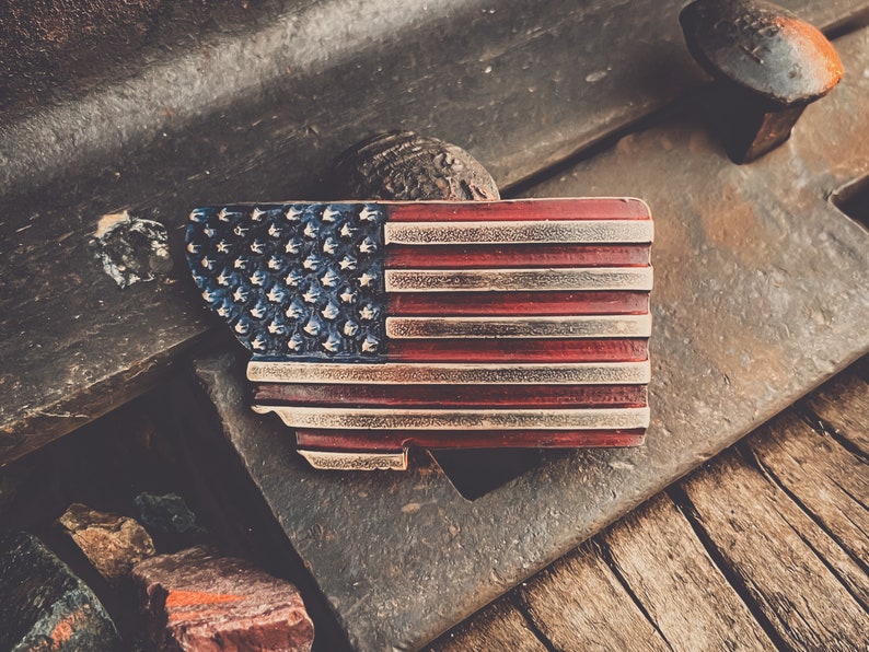 Montana American Flag-bronze Belt Buckle - Etsy
