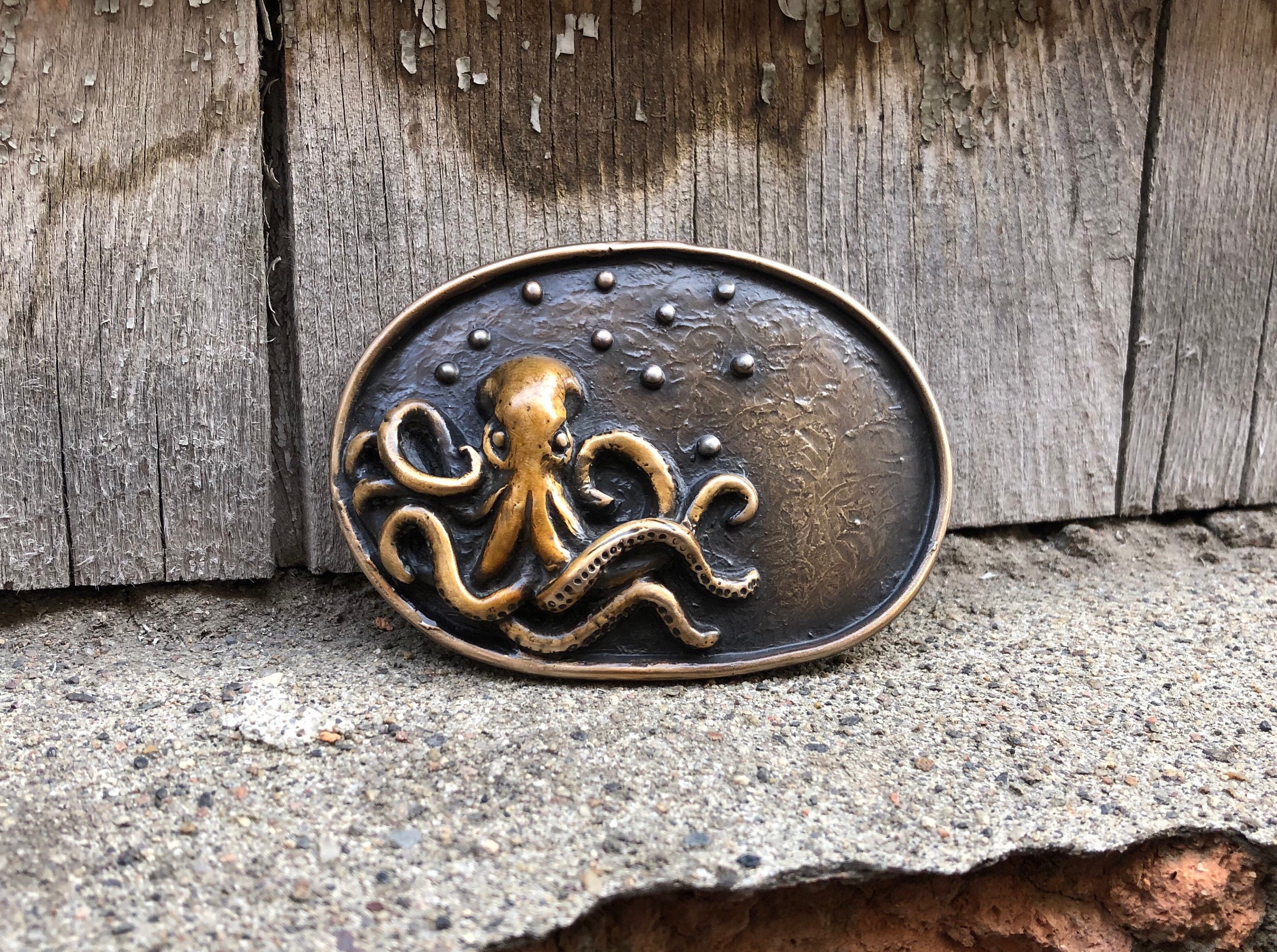 Octopus Bronze Belt Buckle - Etsy