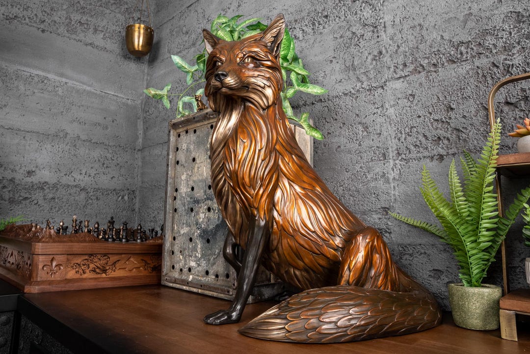 Red Fox-bronze Sculpture - Etsy