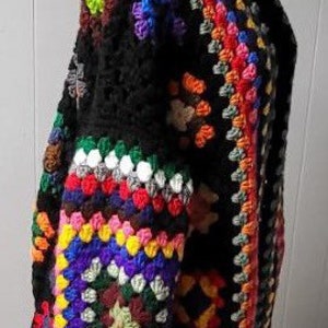 Colorful Granny Square Duster W/ Black Trim - Etsy