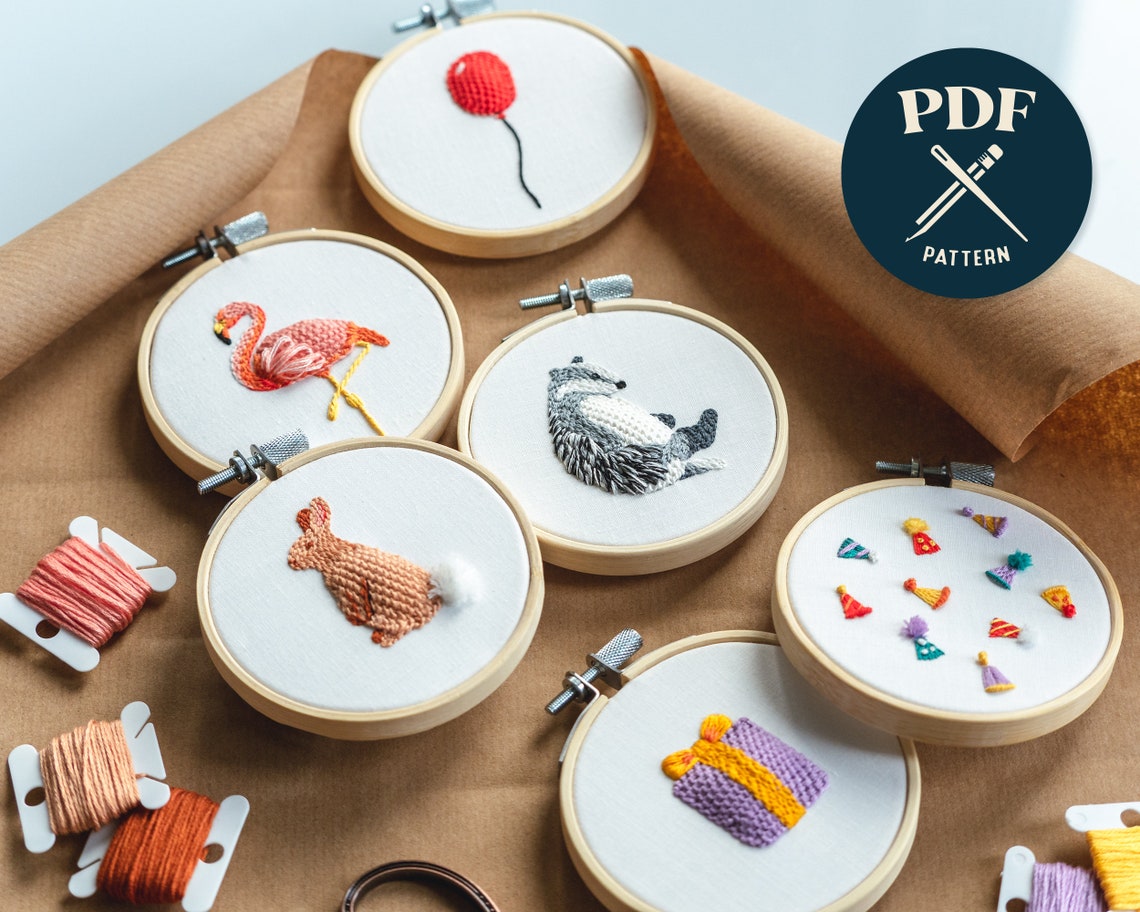 Party Animals Embroidery Pattern PDF Digital Download - Etsy