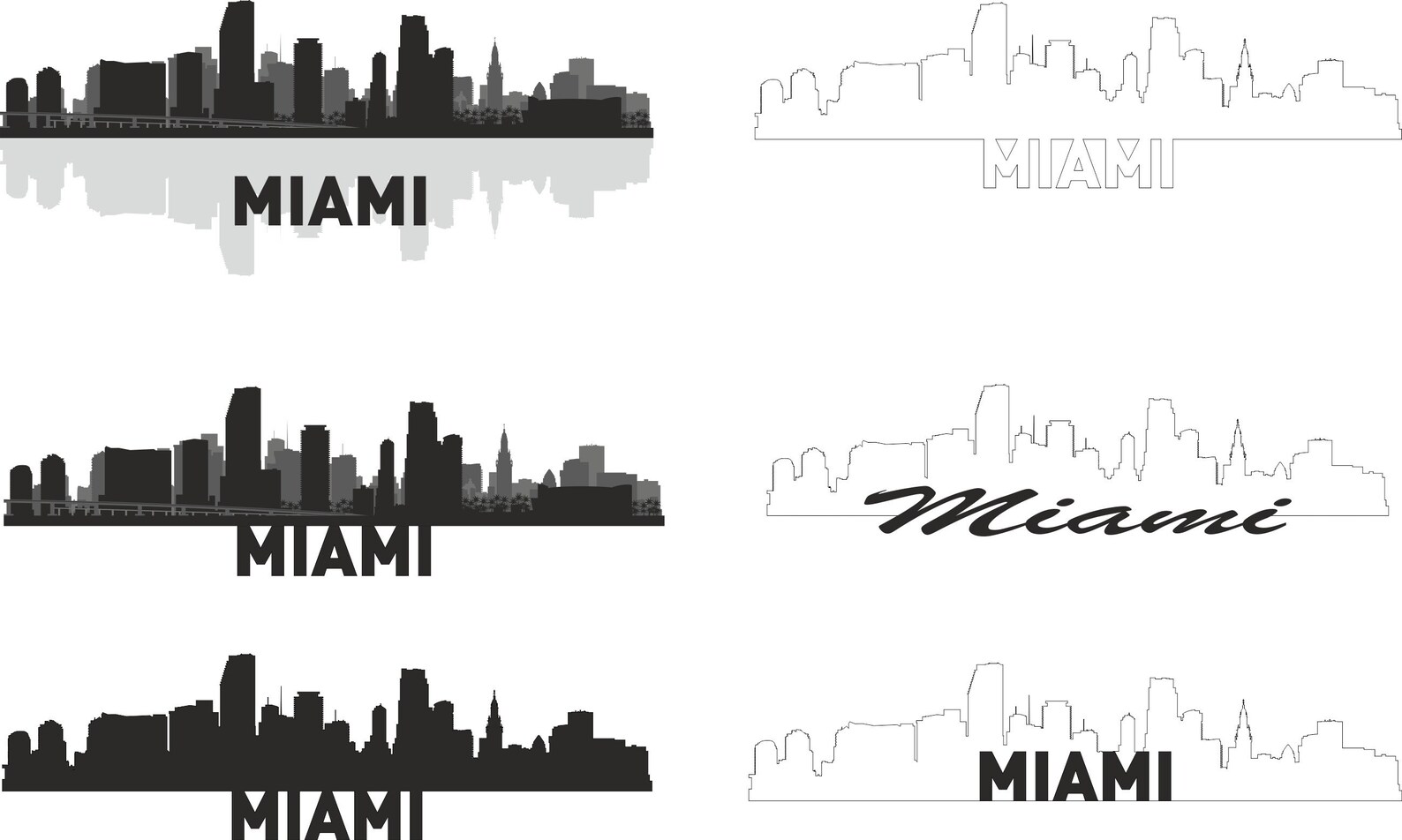 Miami Skyline Miami SVG Miami PNG Miami City Miami Vector | Etsy