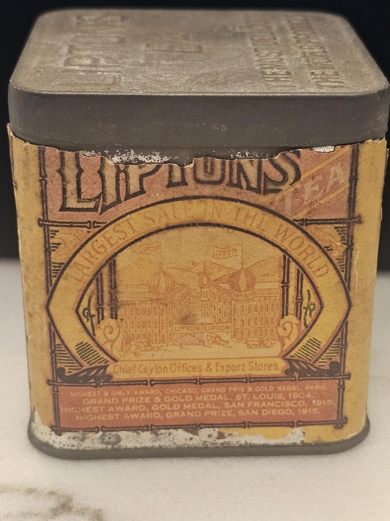 Vintage Lipton Tea Tin Yellow Label Ceylon - Etsy