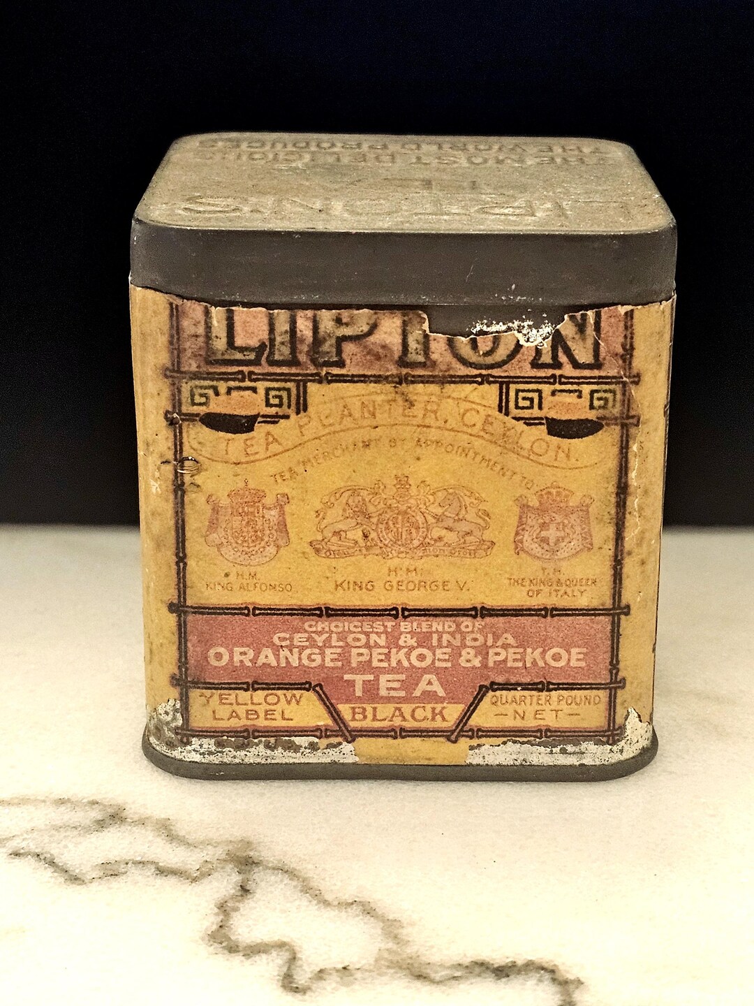Vintage Lipton Tea Tin Yellow Label Ceylon - Etsy
