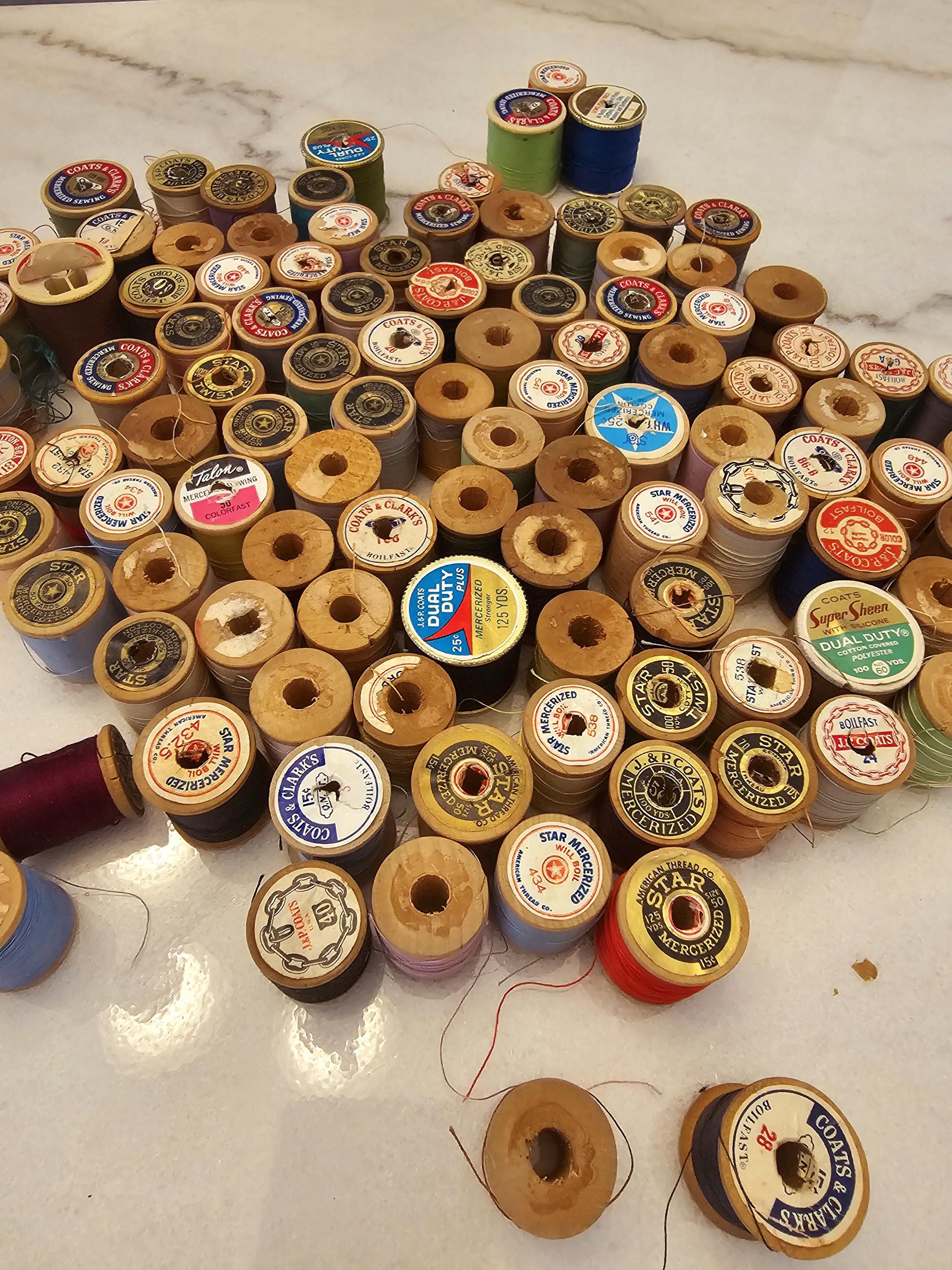 Vintage Wooden Spools Thread Cotton and Coats Star Belding & More ...