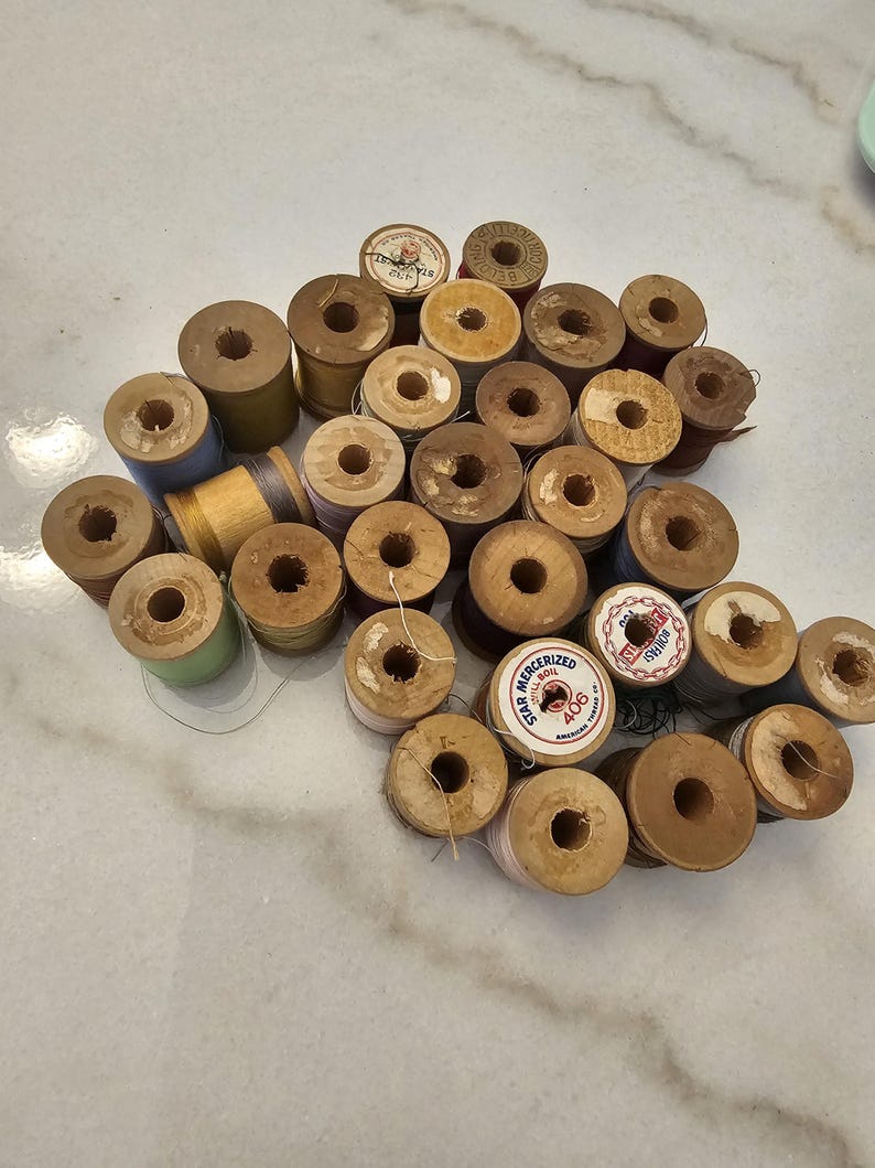 Vintage Wooden Spools Thread Cotton and Coats Star Belding & More ...