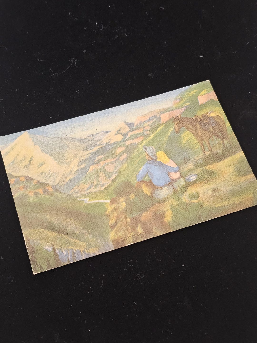 L.H. Larsen 1939 Cowboy Artist and Poet Oil Painting Vintage Postcard ...