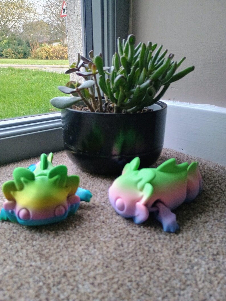 3D Printed Rainbow Axolotl | 3D Print | Articulated | Pastel Rainbow ...