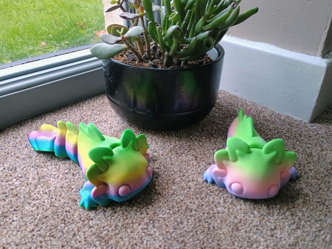 3D Printed Rainbow Axolotl | 3D Print | Articulated | Pastel Rainbow ...