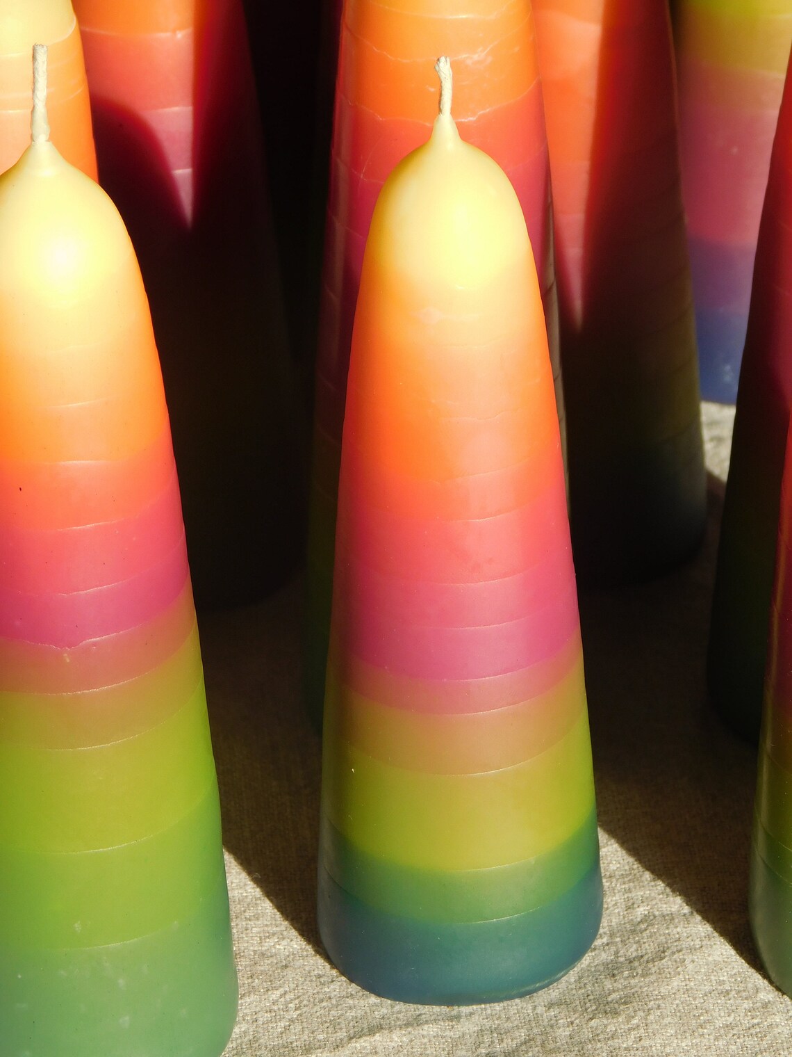 Colorful candle made of 100% beeswax rainbow candle | Etsy
