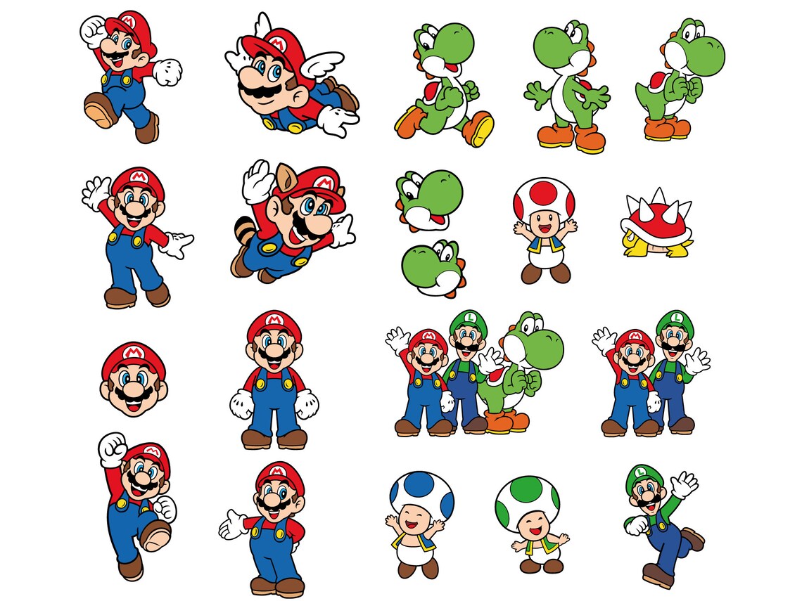 Super Mario Svg Mario Set Paper Mario Luigi Mario | Etsy