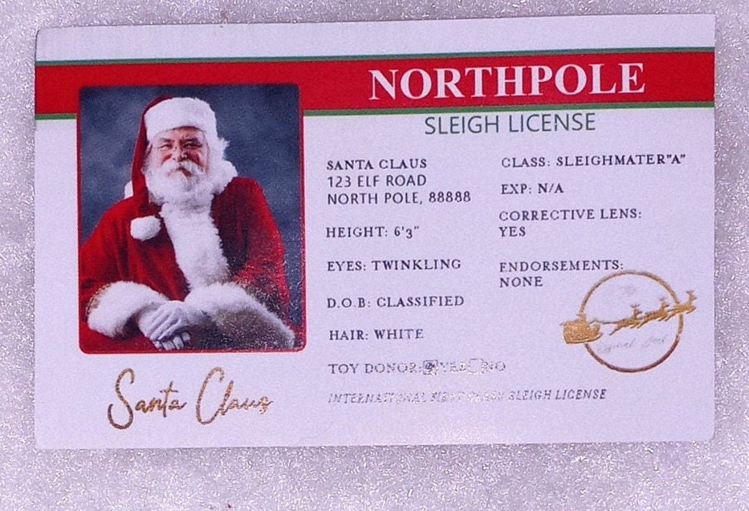 Driving License for Santa Claus Elf Size Physical Card NOT Download ...