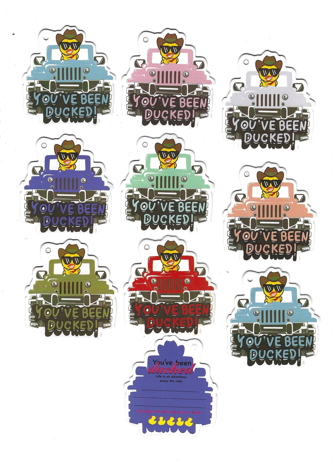 All Different Color Jeeps Duck Tags Double Sided Plus Ties for Jeep ...