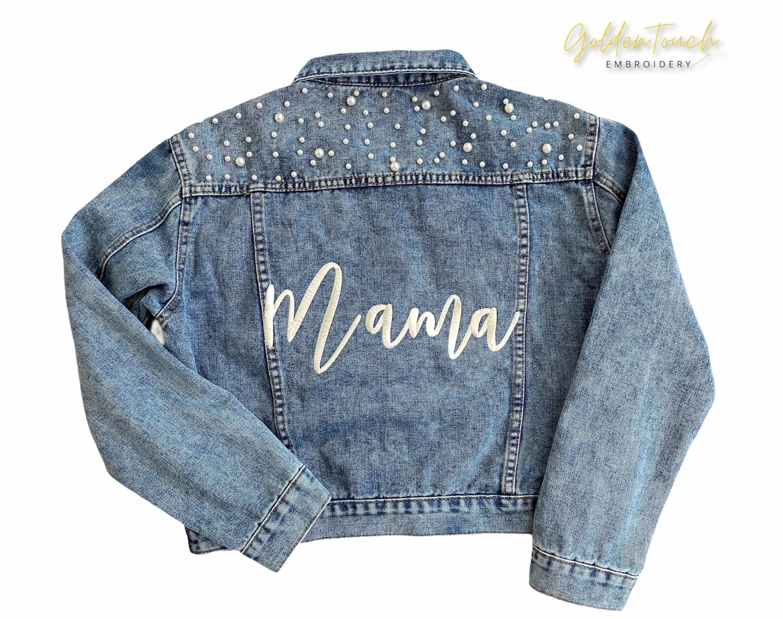 Embroidered Mama Denim Jacket / Mama Jean Jacket / Custom Mama Denim ...