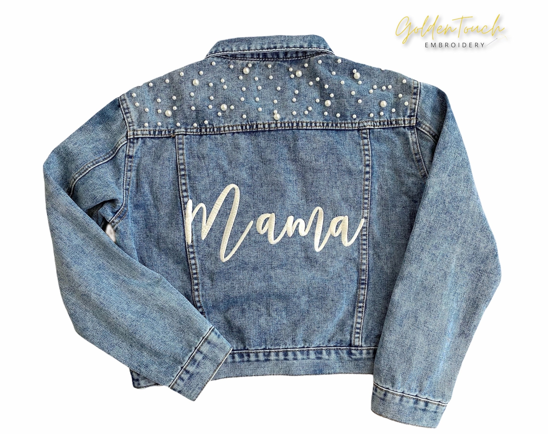 Embroidered Mama Denim Jacket / Mama Jean Jacket / Custom Mama | Etsy