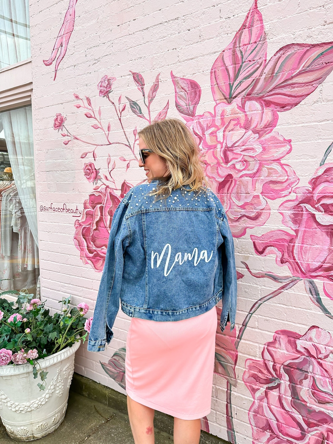 Embroidered Mama Denim Jacket / Mama Jean Jacket / Custom Mama Denim ...