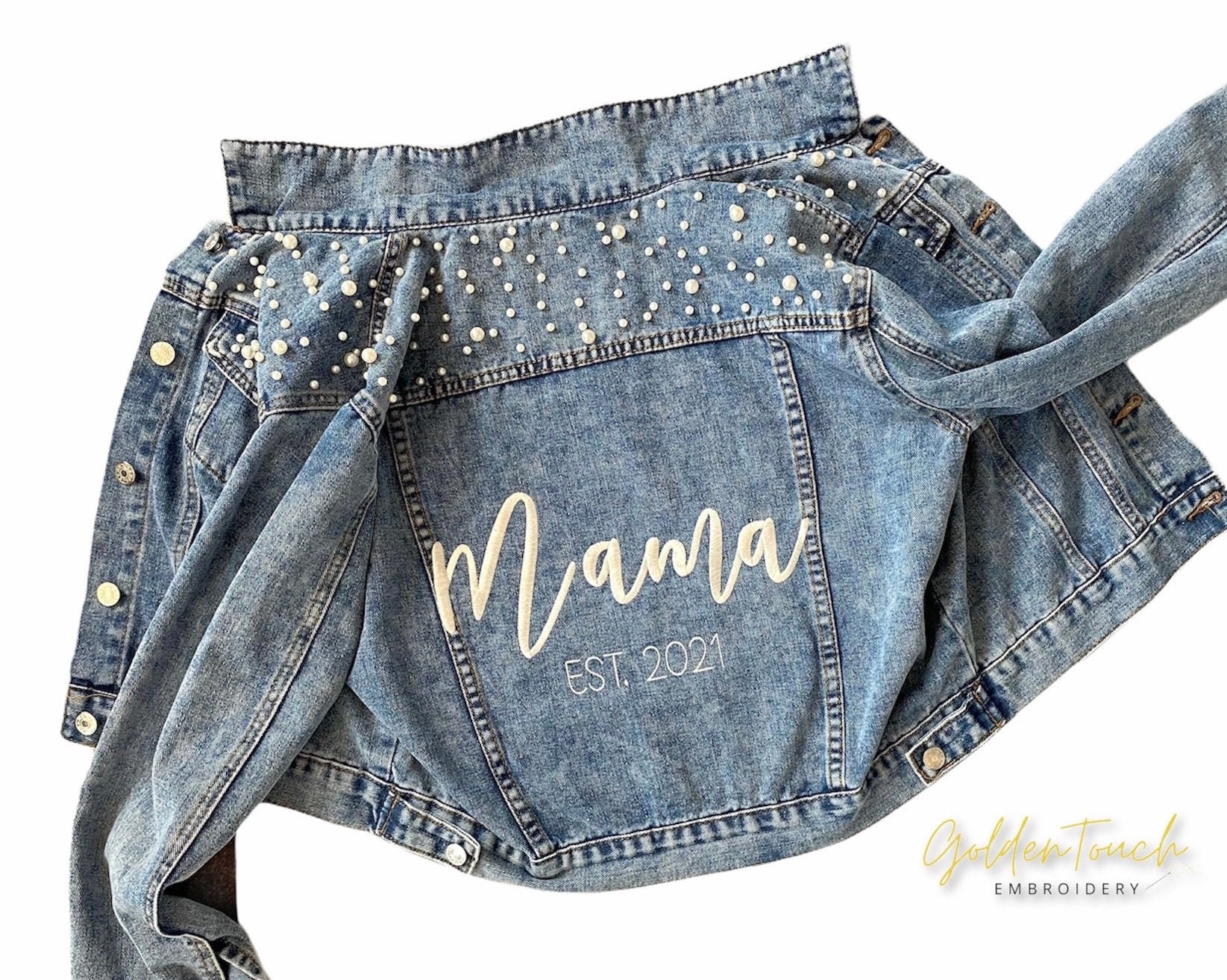 Embroidered Mama Denim Jacket / Mama Jean Jacket / Custom Mama Denim ...