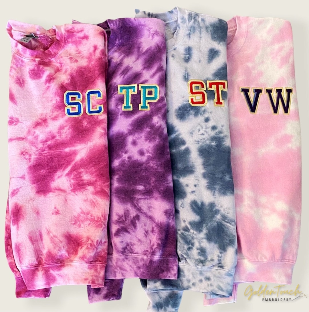 Custom Tie Dye Embroidered Sweatshirt / Crewneck Sweatshirt - Etsy