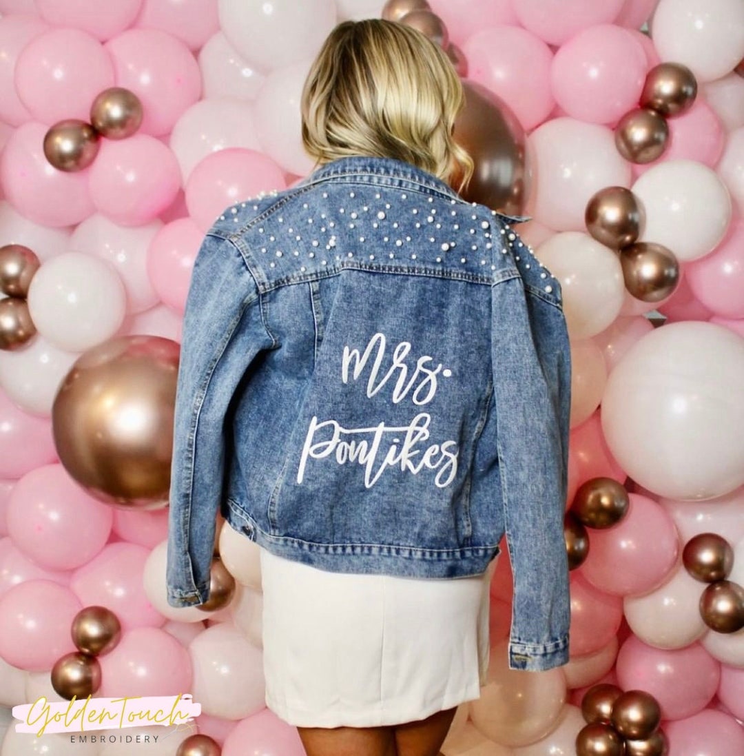 Embroidered Bride Denim Jacket / Bride Jean Jacket / Custom Mrs. Denim ...