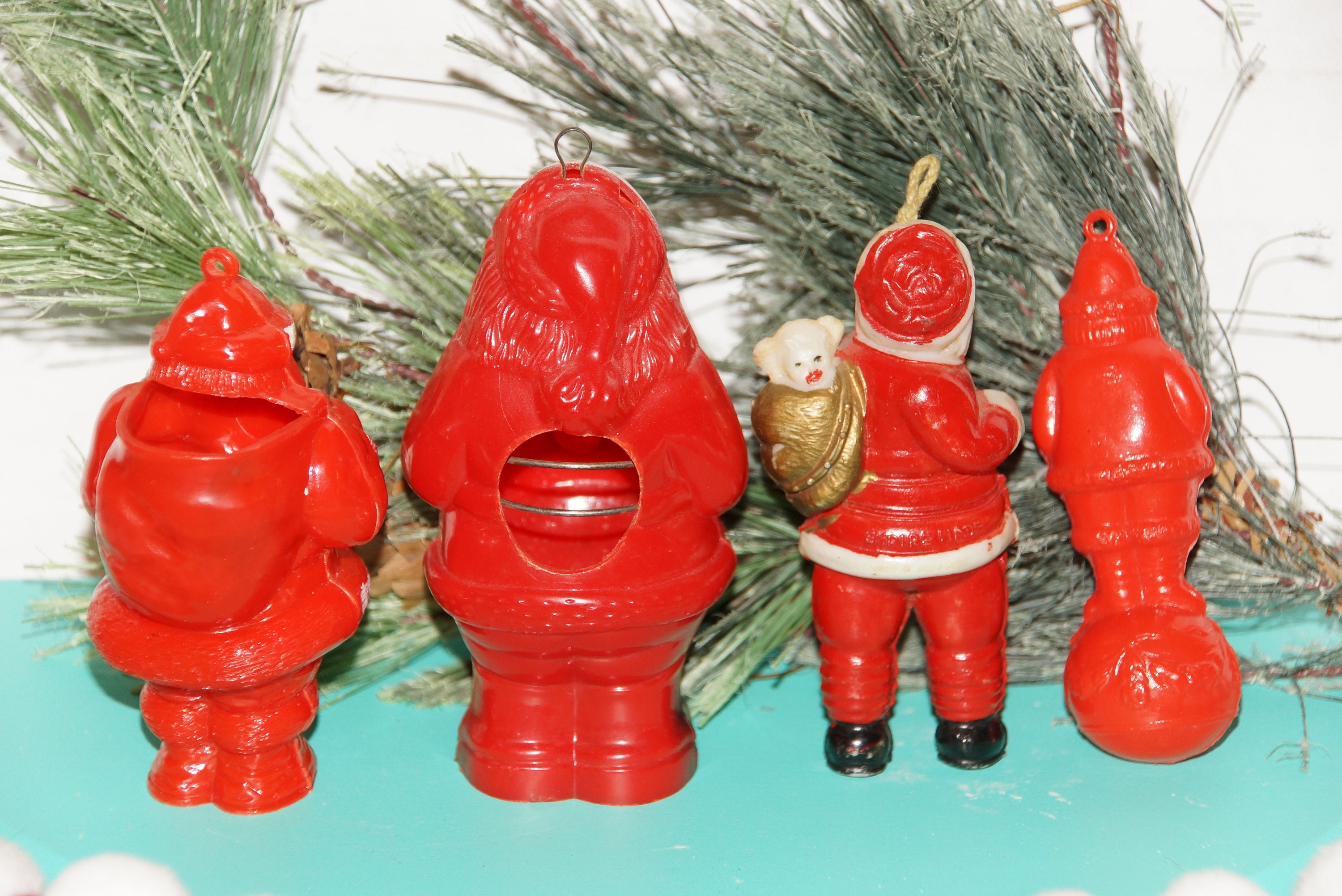 Handsome Vintage Santa Foursome - Etsy