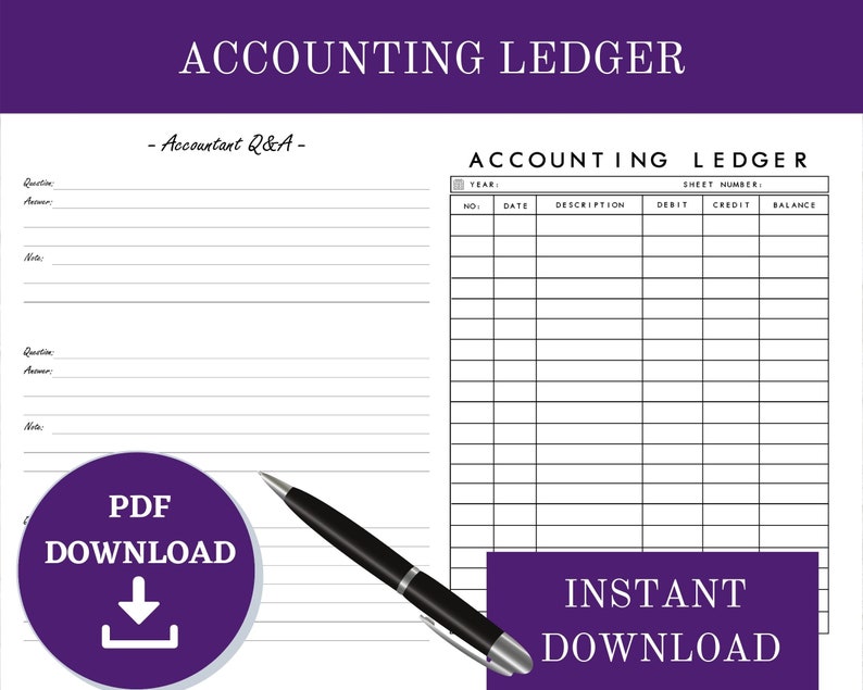 Printable Accounting Ledger Basic Bookkeeping Personal - Etsy