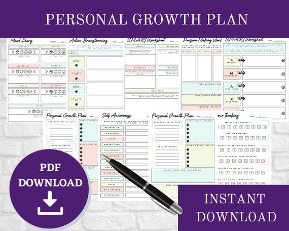 Printable Personal Growth Plan 8.5X11 Inch Sheets Digital - Etsy