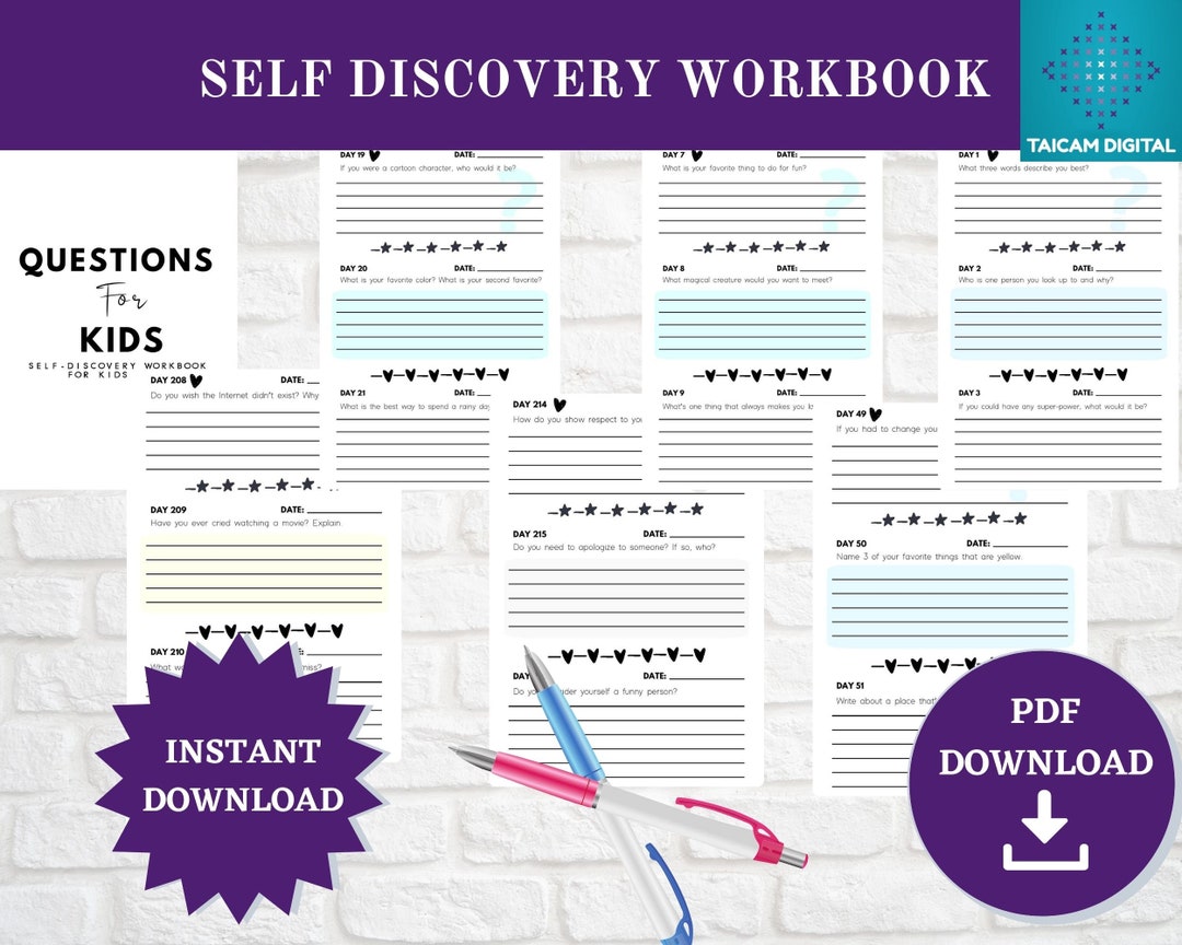 Printable Self Discovery Workbook for Kids 9-12 6X9 Inch Sheets Digital ...