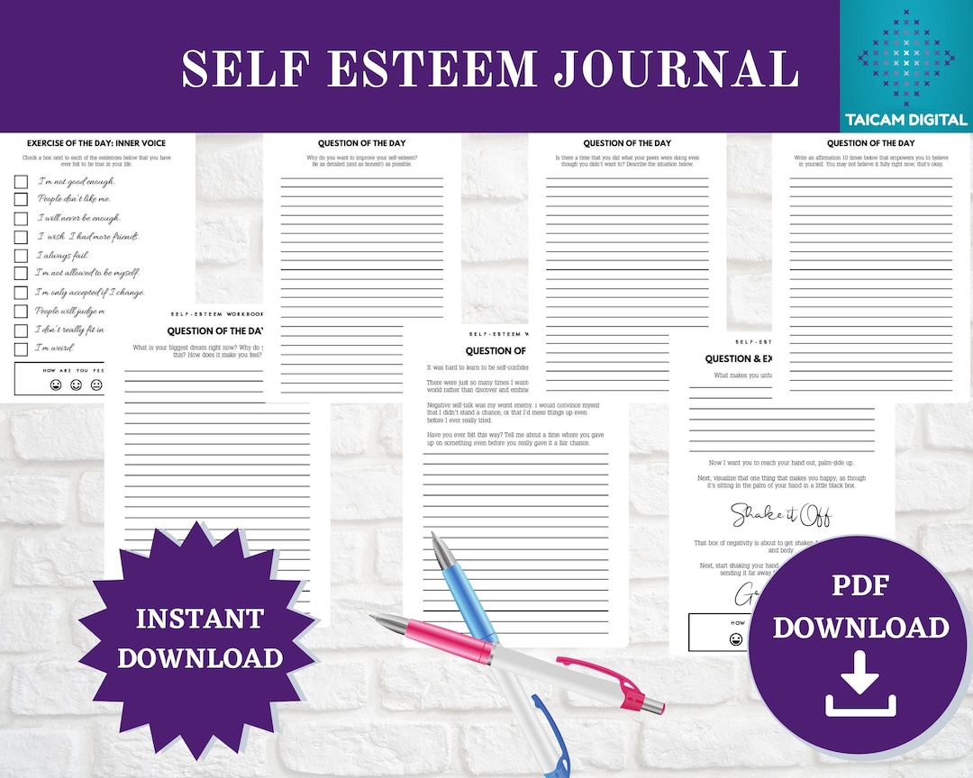 Printable Self Esteem Journal for Teens | 6X9 Inch Sheets | Digital ...