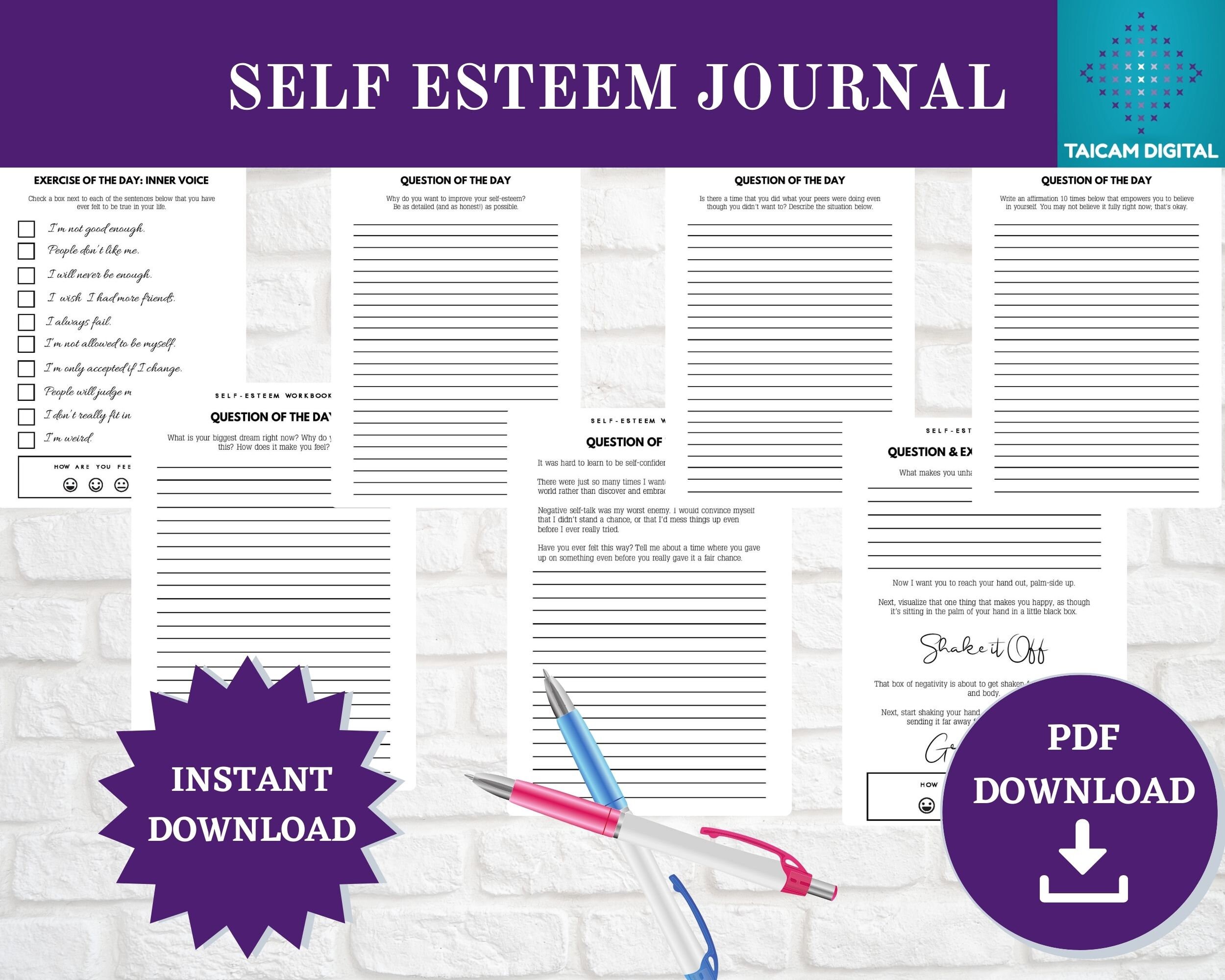 Printable Self Esteem Journal for Teens | 6X9 Inch Sheets | Digital ...