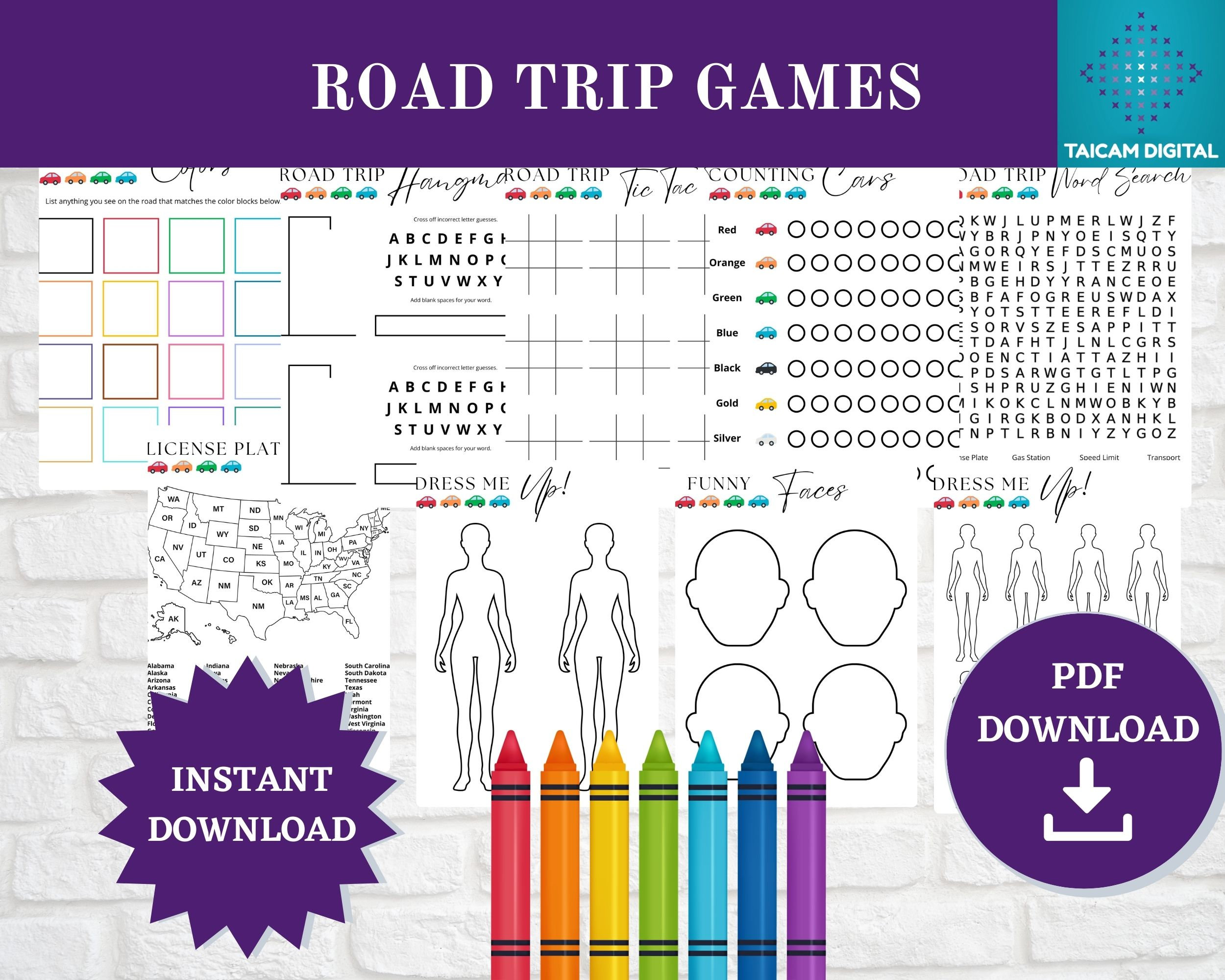 Printable Road Trip Games PDF Fun & Engaging Travel Activities for Kids ...
