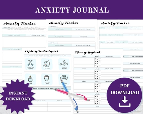 Printable Anxiety Journal 8.5x11 Sheets Digital Instant PDF | Etsy