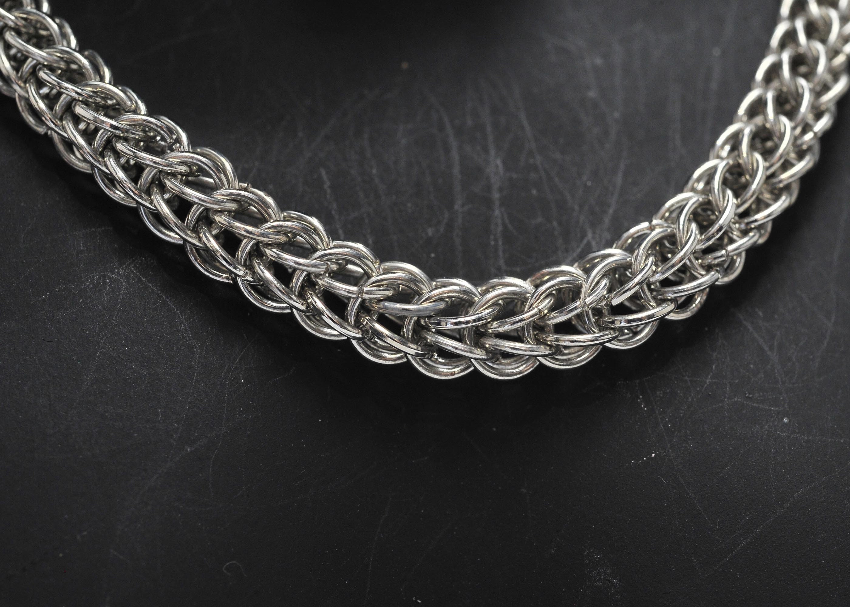PERSIAN Chain Mail 18kt White Gold Plated Handwoven Necklace With ...