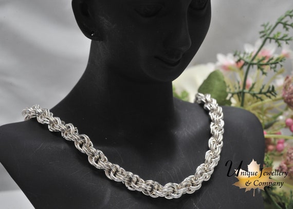DOUBLE SPIRAL Argentium Chain Mail Necklace With .925 Sterling - Etsy