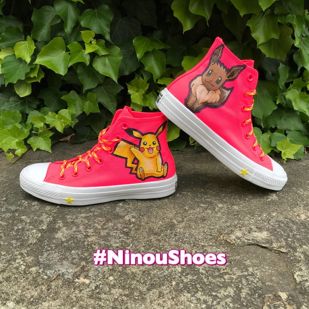 Converse Sneakers pikachu and Evoli - Etsy