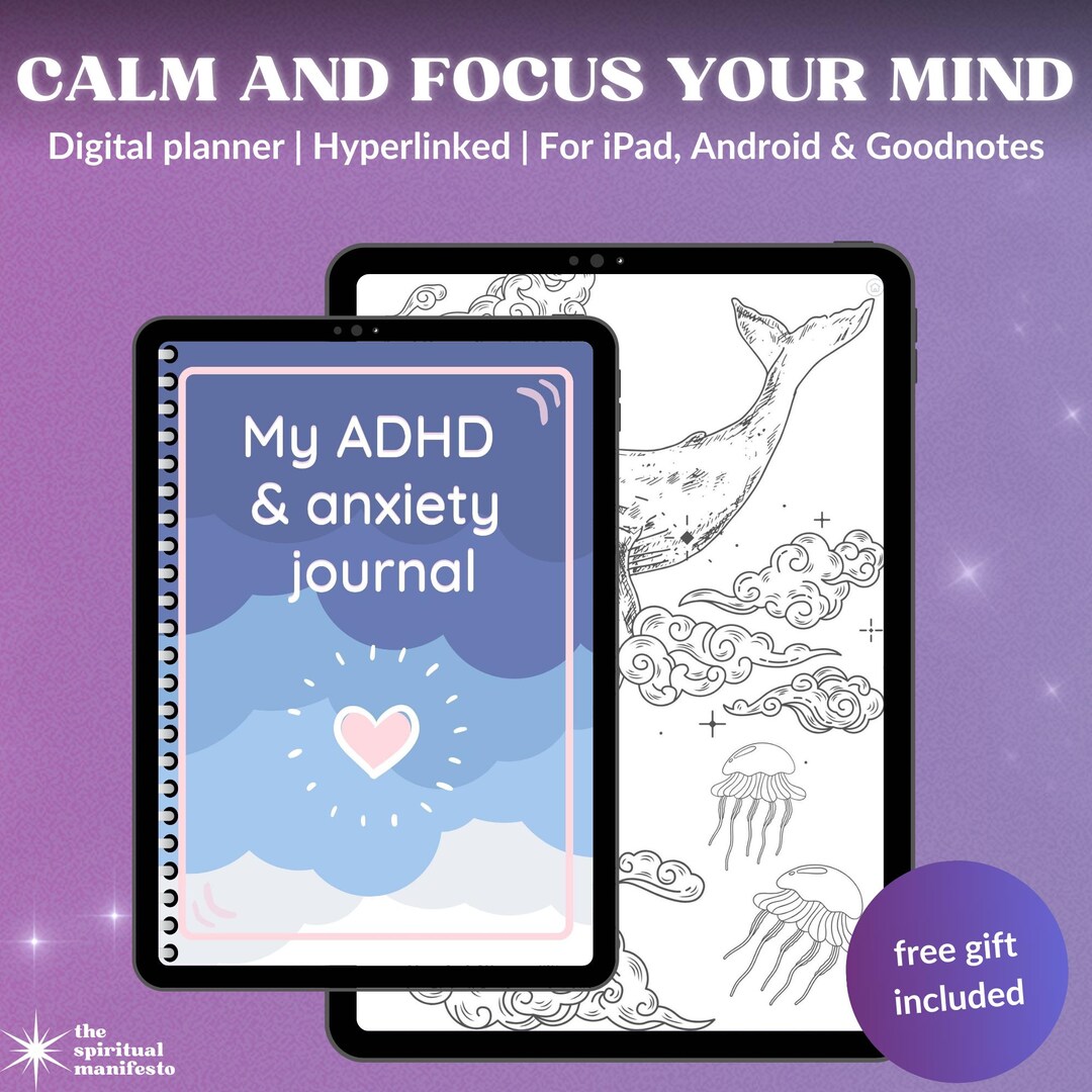 2025 ADHD & ANXIETY Cute Digital Planner for Stress, Mood, Mental ...