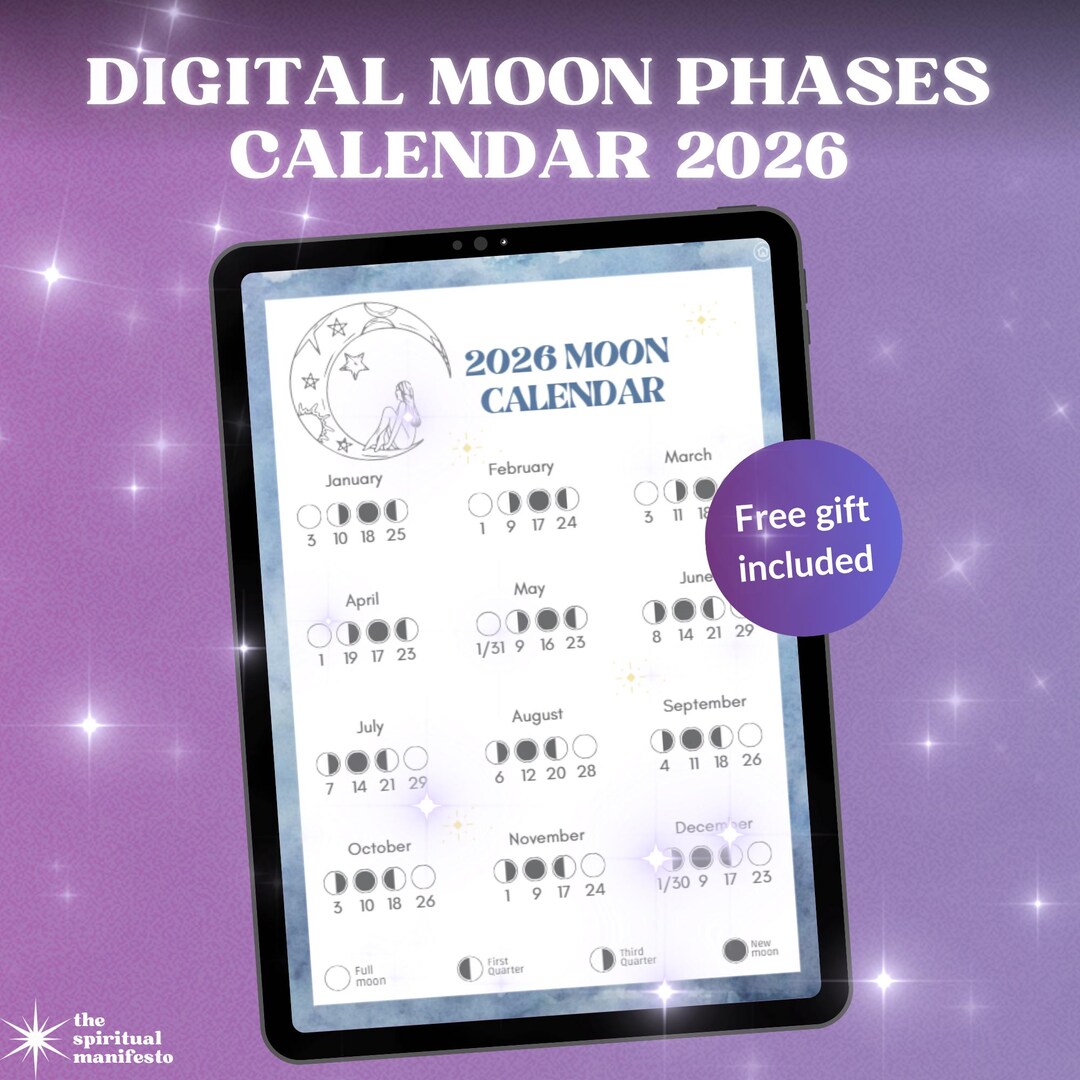 2026 Moon Phases Digital Journal | Lunar Tracker (PDF & PNG) - Etsy