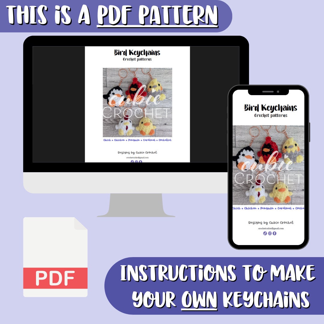 Bird Keychains Crochet Pattern PDF | Instructions ONLY | Chick, Chicken ...