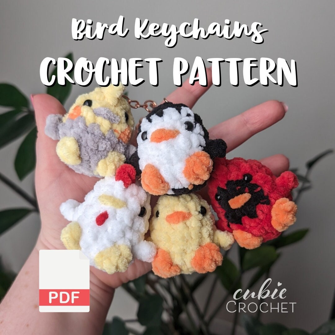 Bird Keychains Crochet Pattern PDF 5in1 | Keychain Plushies Pattern ...