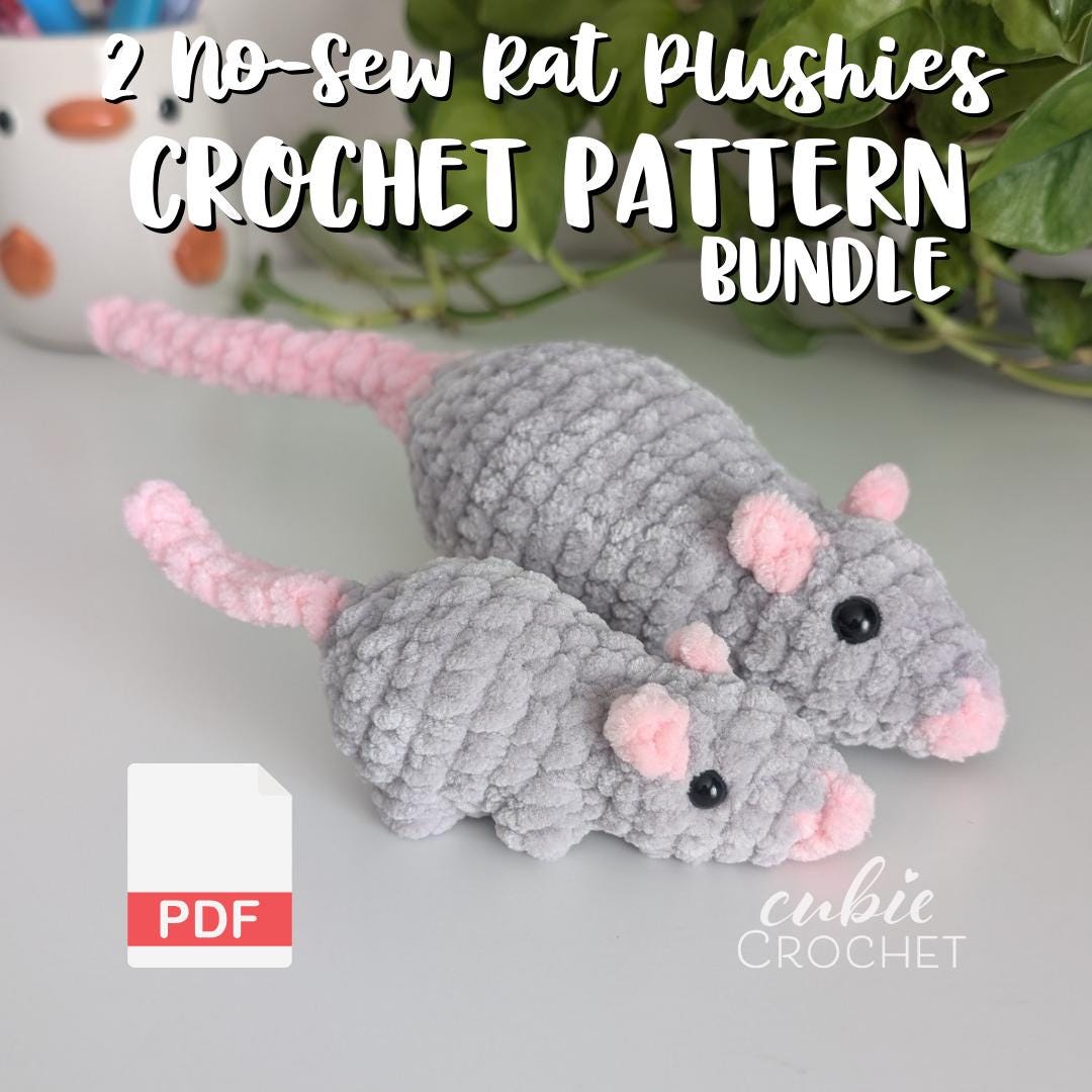No-sew Rats Crochet Pattern PDF Bundle | Rat + Baby Rat | Instructions ...