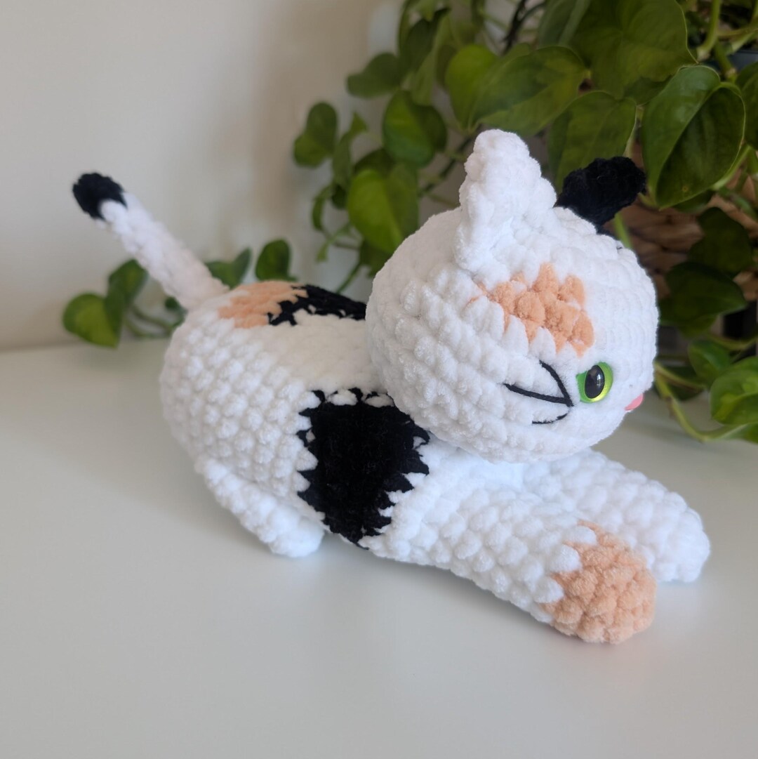Crochet Calico Cat Plushie | Handmade Laying Calico Plushie - Etsy